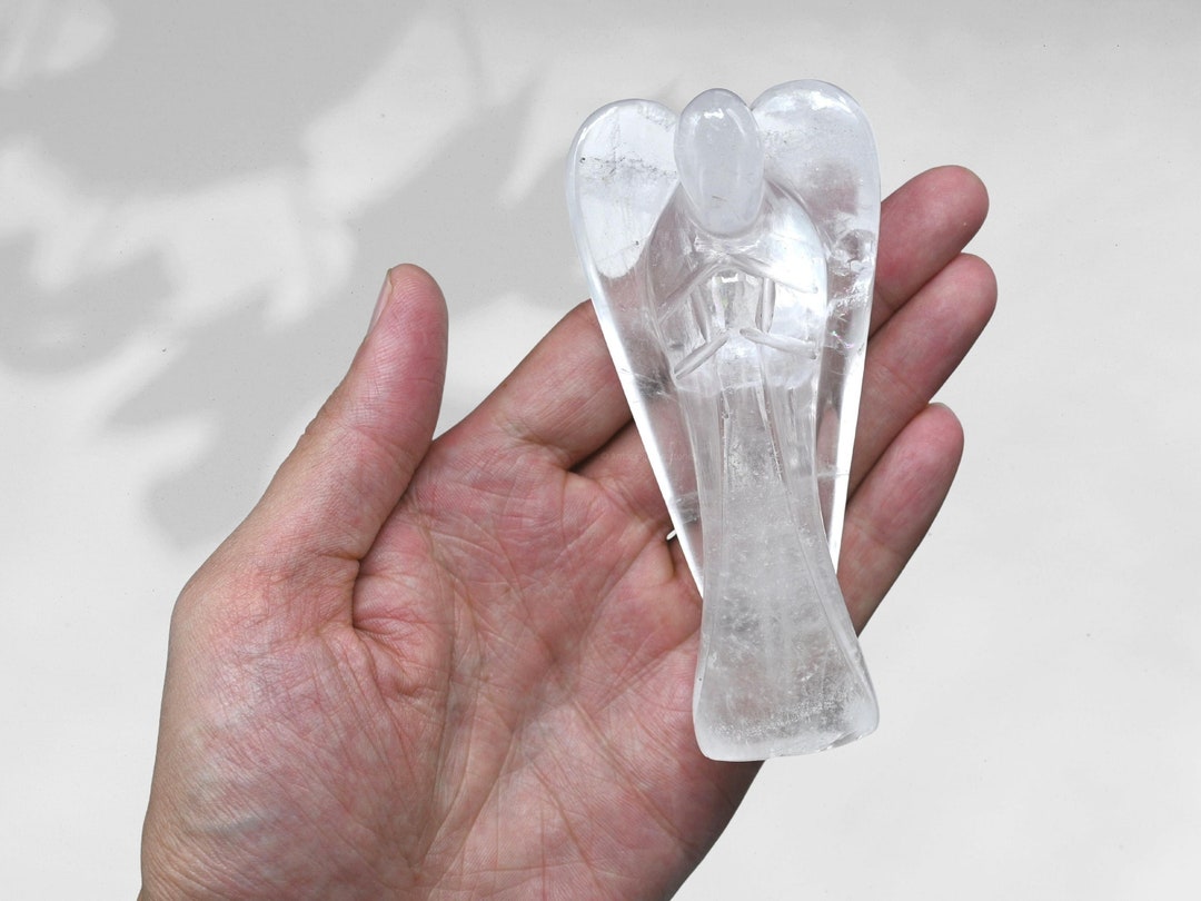 Clear Quartz Guardian Angel Statue, Hand Carved Crystal Figurine - Etsy