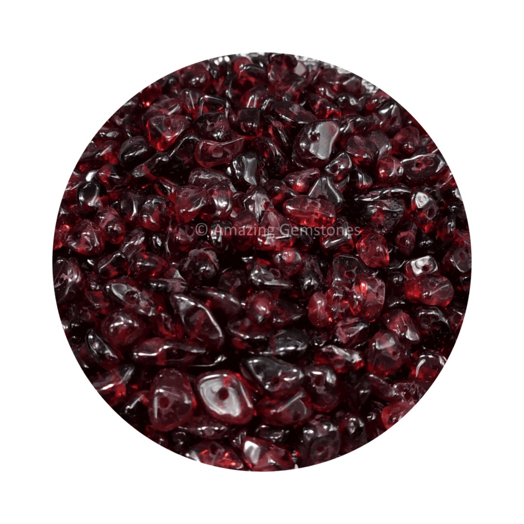 Raw Garnet Crystal Chips, Pre Drilled Gemstone Beads, DIY Jewelry ...