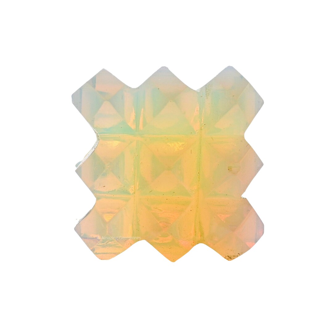 Opalite Healing Crystal Cube Pyramid, 1 Inch Mini Lemurian 54 Pyramid ...