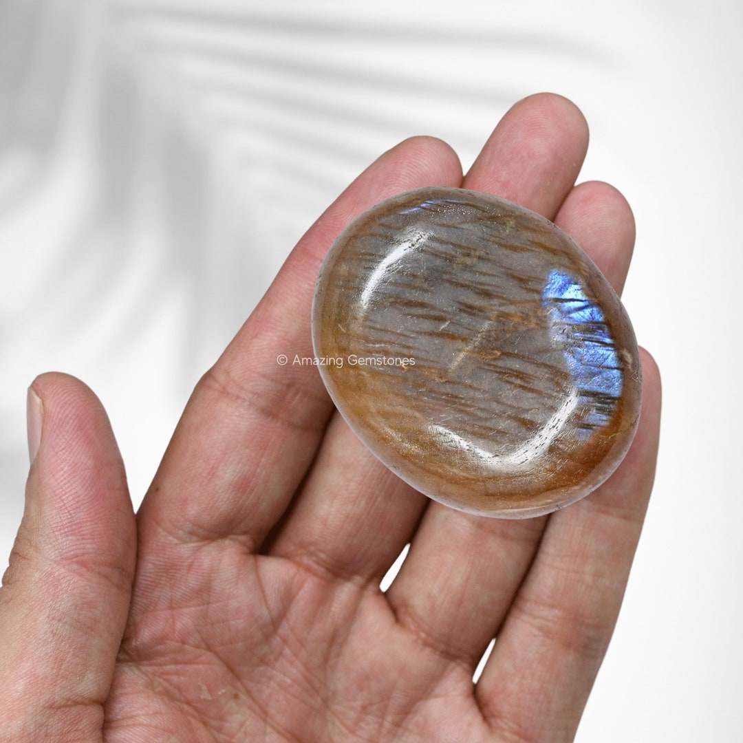Sun Moonstone Crystal Palm Stone: Handmade Reiki Worry Stone - Etsy