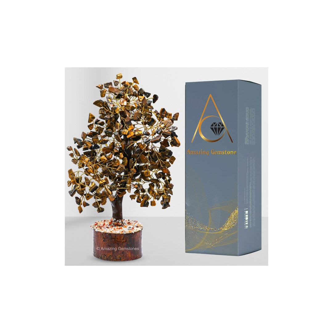 Tiger Eye Crystal Bonsai Tree of Life, Natural Handmade Healing Crystal ...