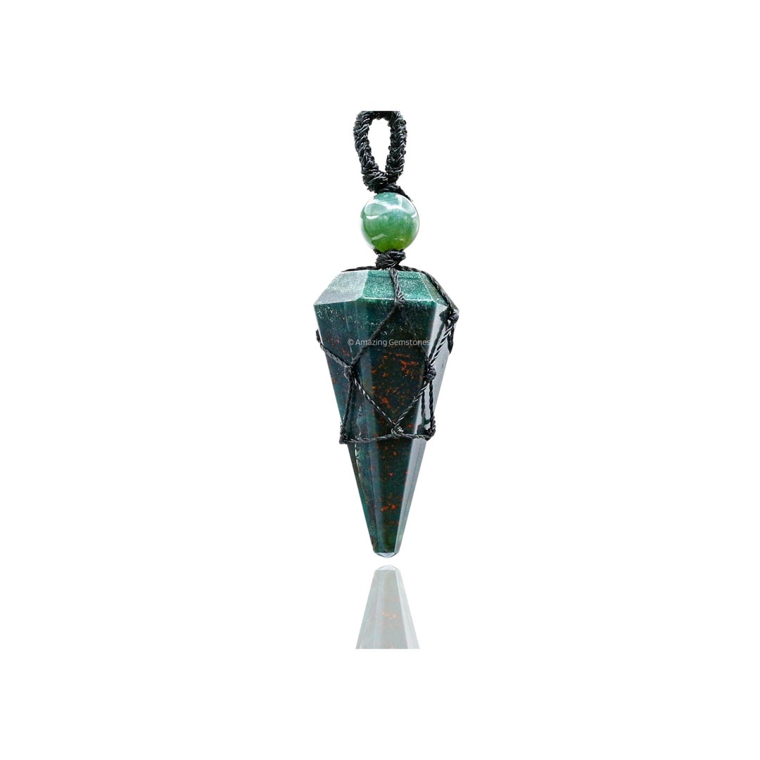 Bloodstone Crystal Pendulum Stone Necklace, Unique Men and Women ...