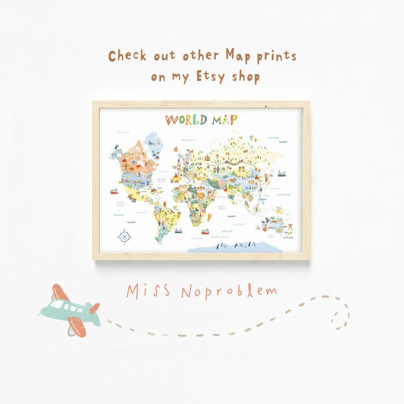Map Print/world Map Poster/travel Art Print/playroom | Etsy