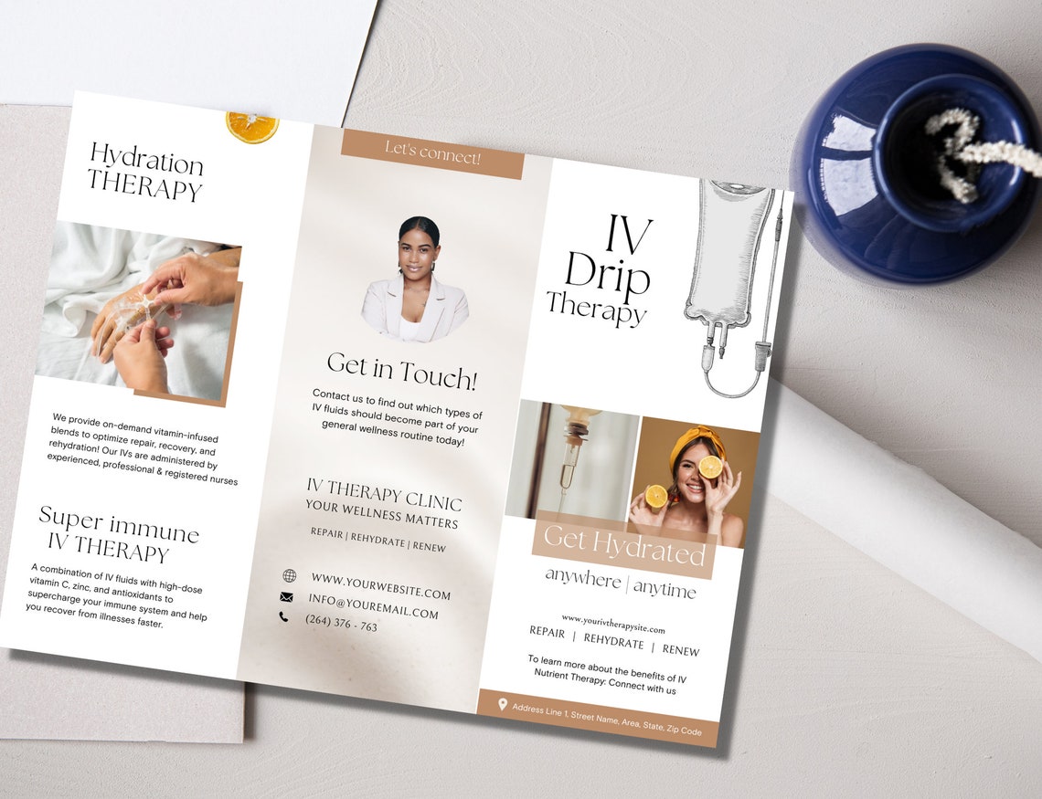 Iv Therapy Tri Fold | Iv Drip Brochure | IV Hydration Flyer | Vitamin C ...