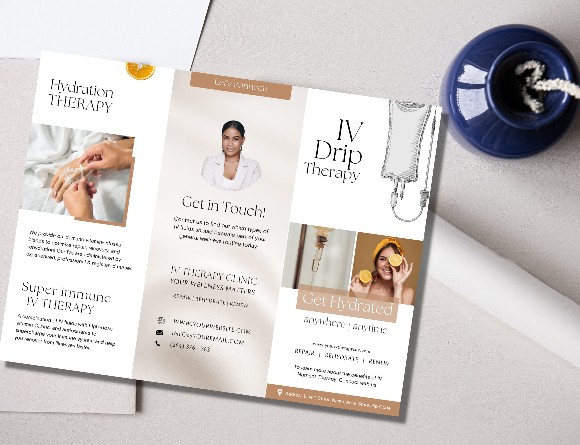 Iv Therapy Tri Fold | Iv Drip Brochure | IV Hydration Flyer | Vitamin C ...