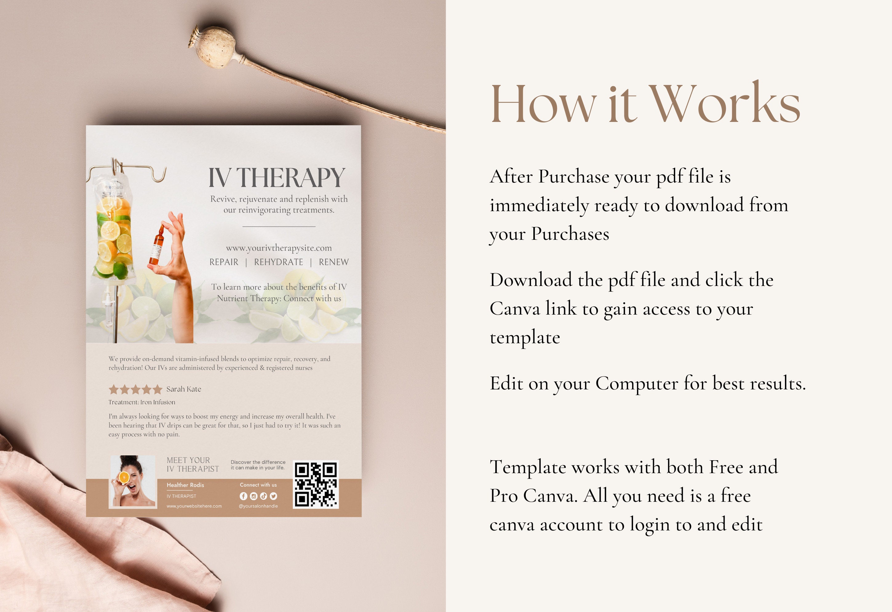 IV Therapy Flyer | IV Drip Template Canva | Esthetician Template ...