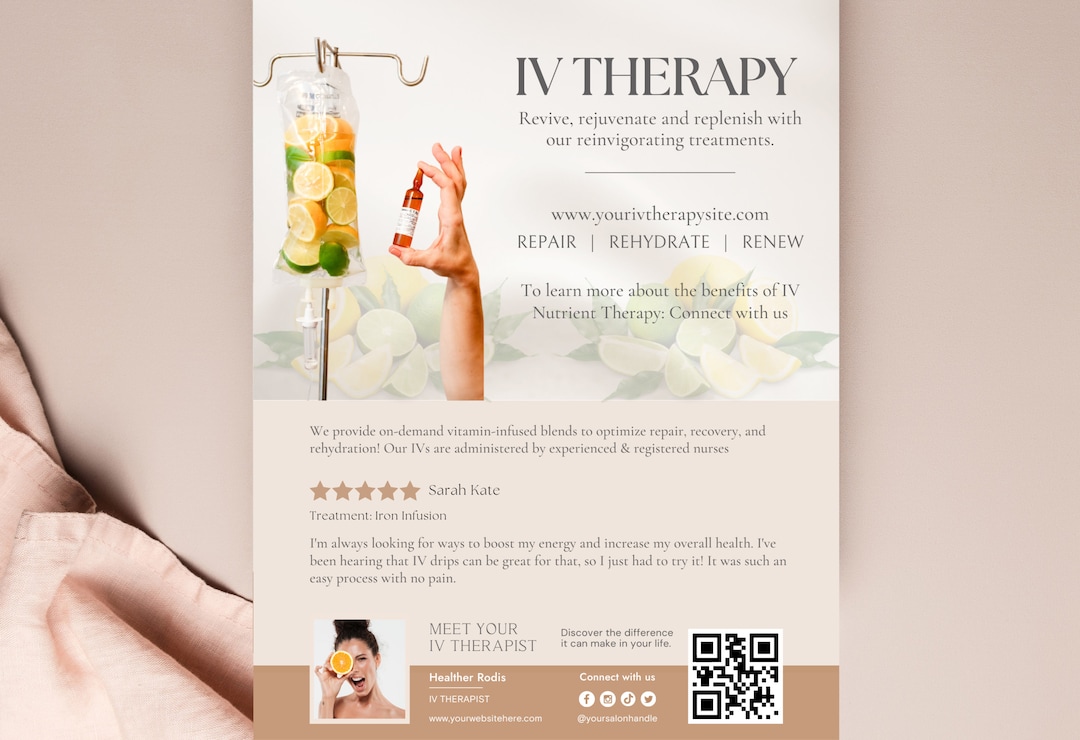 IV Therapy Flyer | IV Drip Template Canva | Esthetician Template | Flyer Template | IV Infusion ...