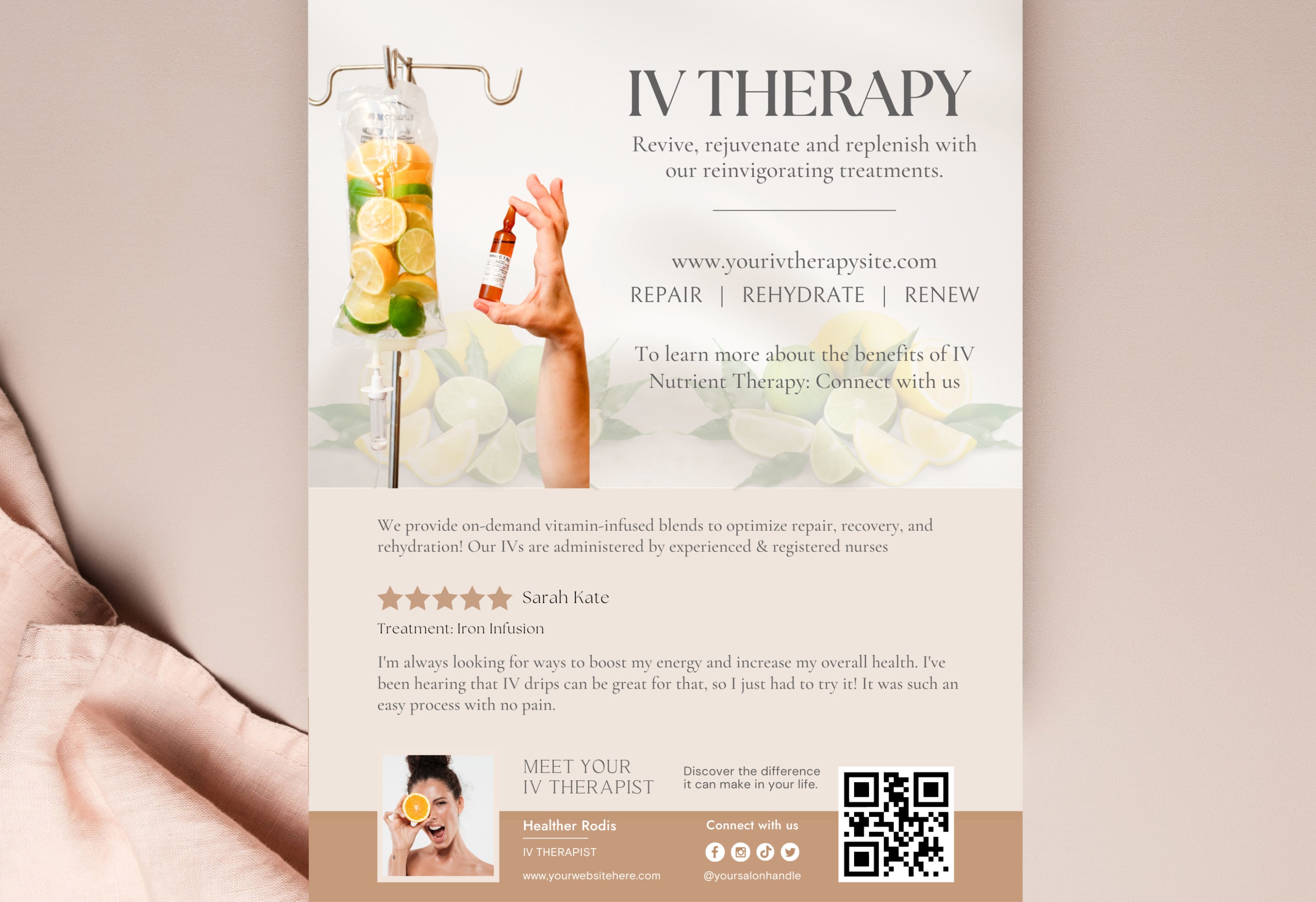 IV Therapy Flyer | IV Drip Template Canva | Esthetician Template ...