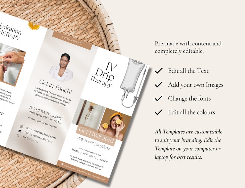 Iv Therapy Tri Fold | Iv Drip Brochure | IV Hydration Flyer | Vitamin C ...