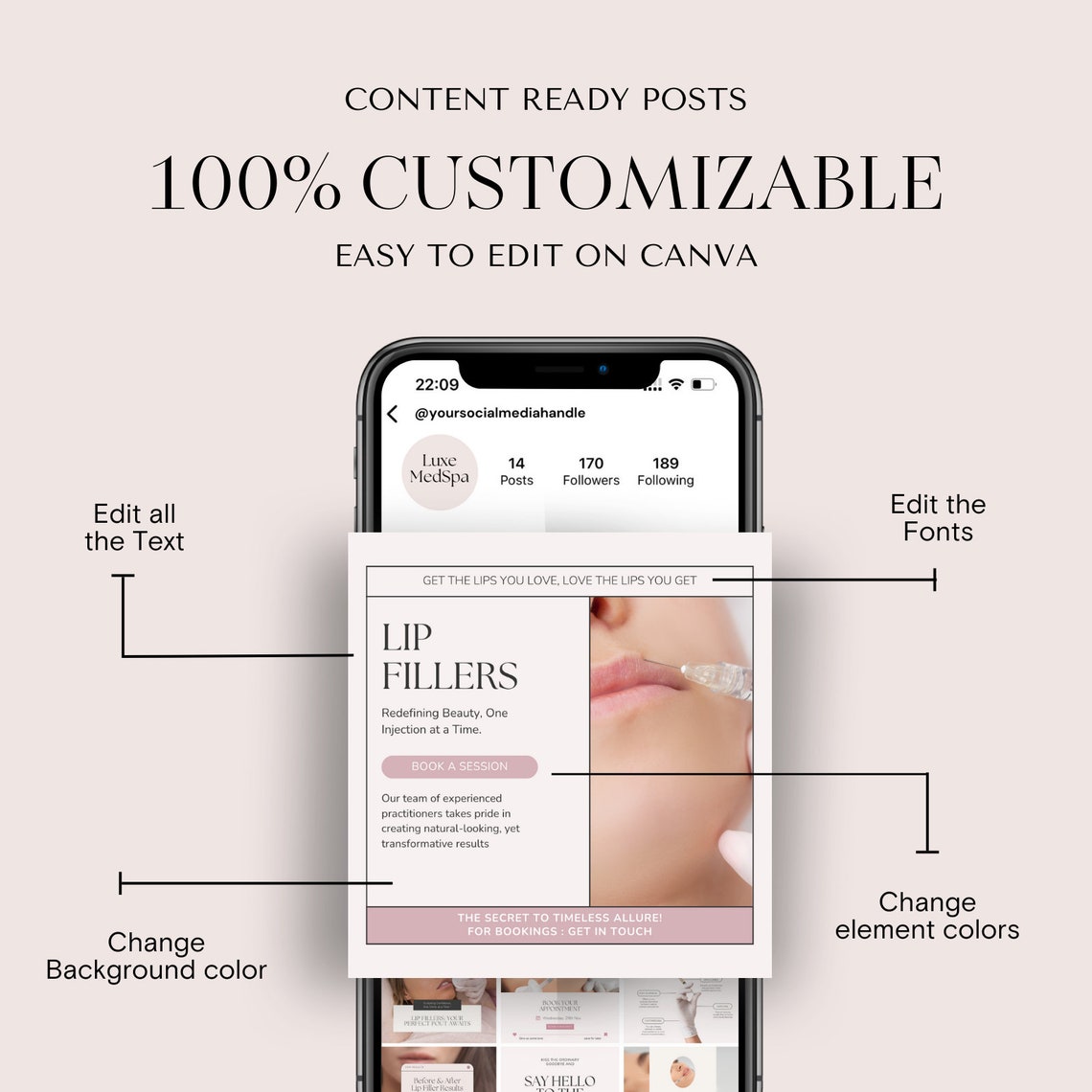 Pink Instagram Templates for Botox and Fillers Nurse Injector Instagram ...
