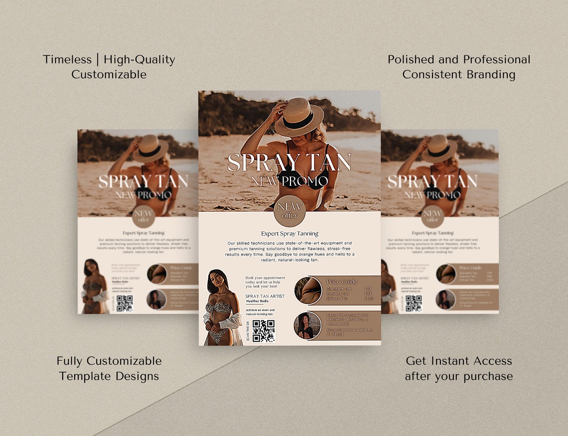 Spray Tanning Flyer Templates Spray Tan Artist Templates Etsy