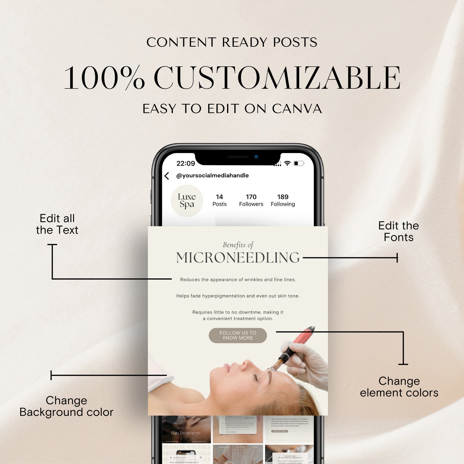 Microneedling Instagram Templates | Esthetician Social Media Templates ...
