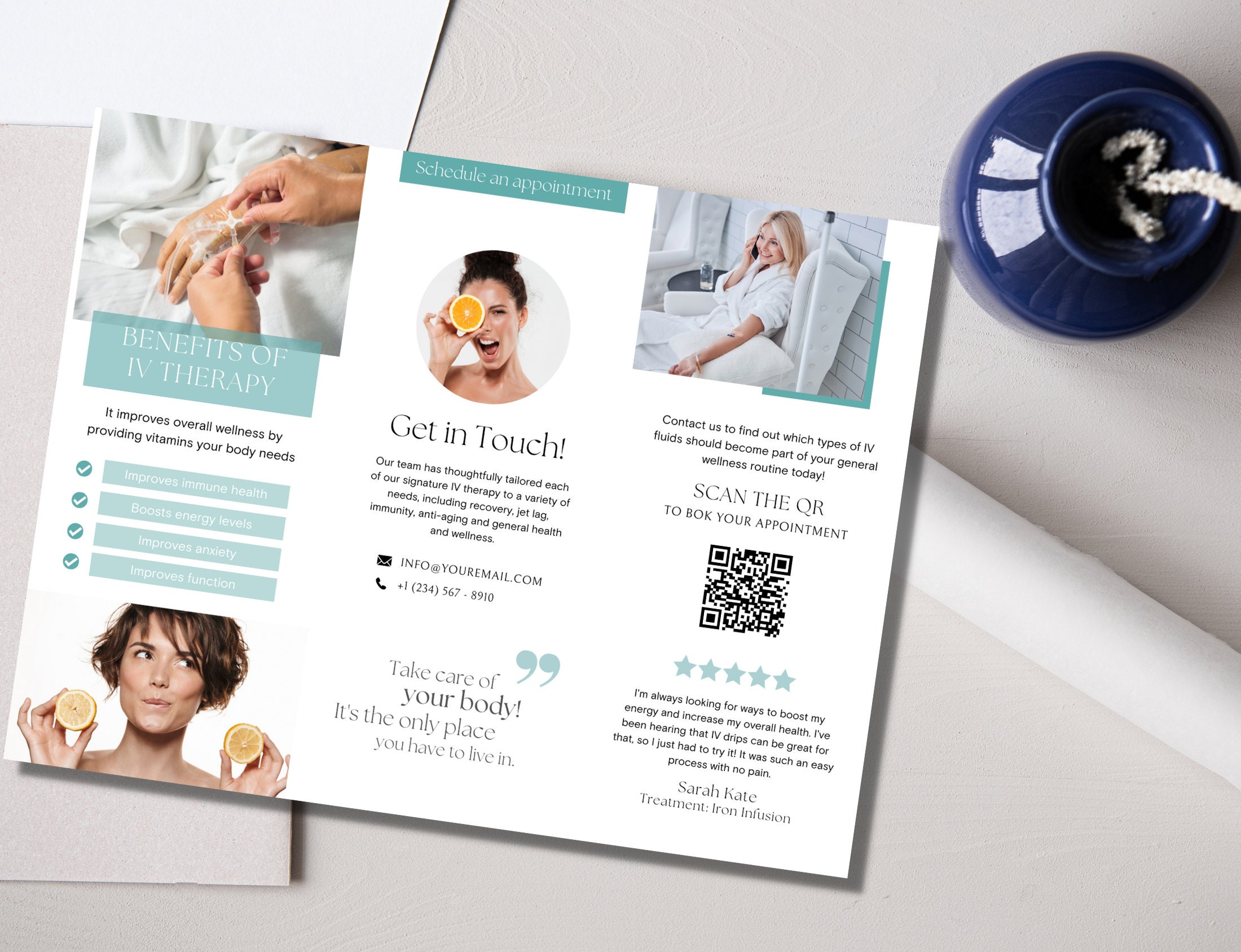 IV Therapy Trifold Brochure | Infusion Templates | Vitamin C Drip | IV ...