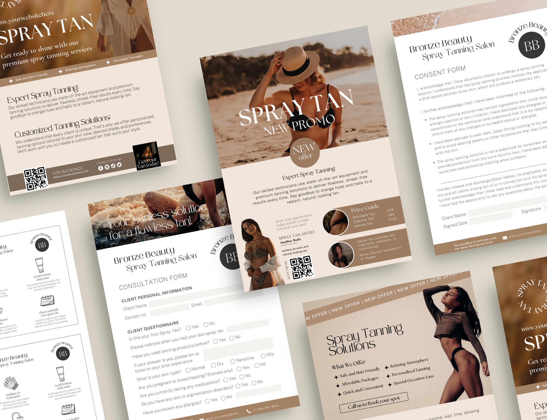 Spray Tanning Flyer Bundle | Spray Tanning Salon Templates | Spray Tan ...