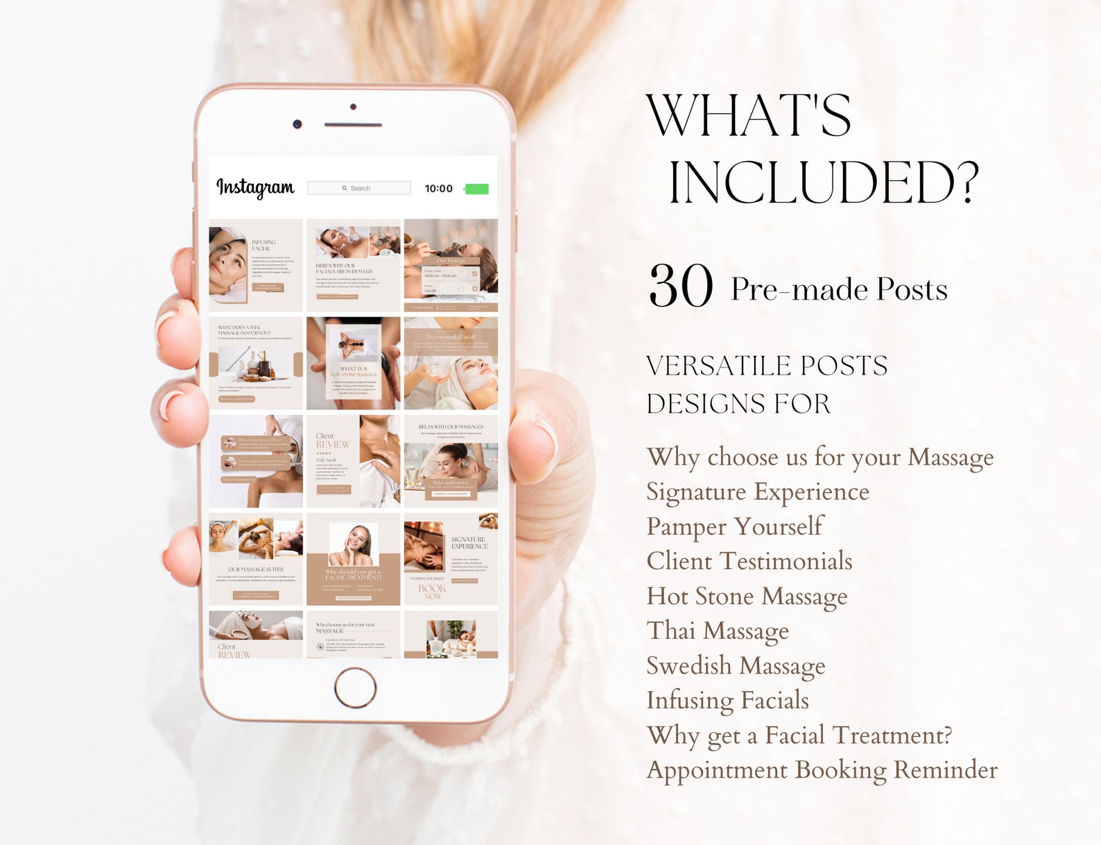 Luxury Spa Instagram Posts, Canva Templates, Massages, Facial Social ...