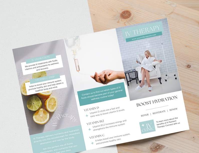 IV Therapy Trifold Brochure | Infusion Templates | Vitamin C Drip | IV ...