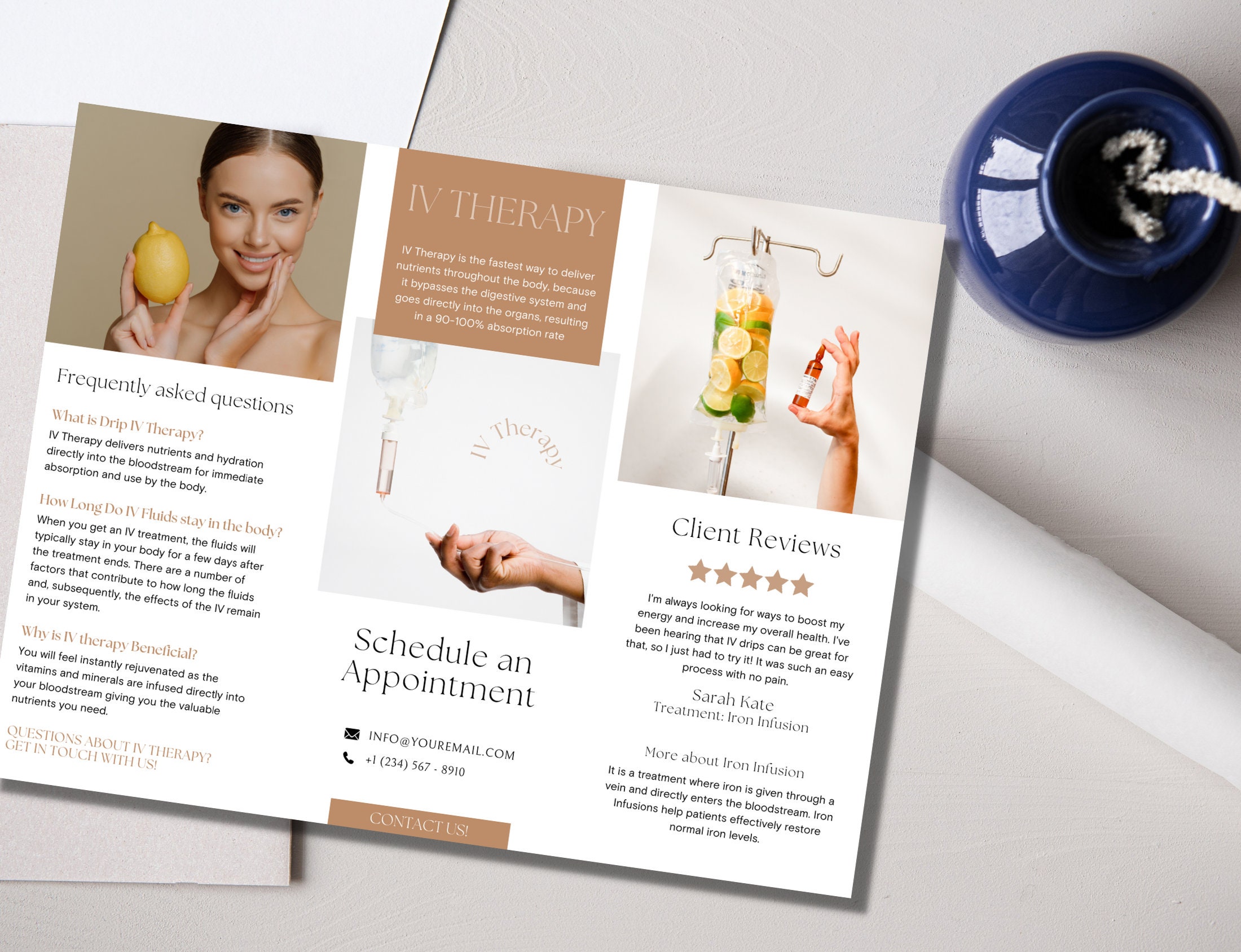 Iv Therapy Tri Fold | Iv Drip Brochure | IV Hydration Flyer | Vitamin C ...