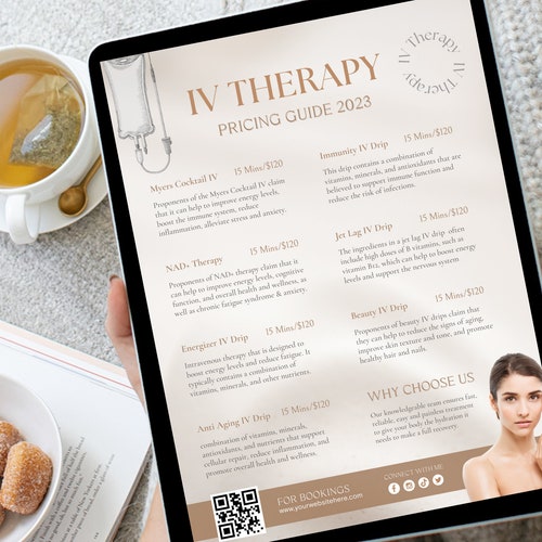 IV Therapy Price Guide IV Drip Rate Sheet IV Therapy - Etsy