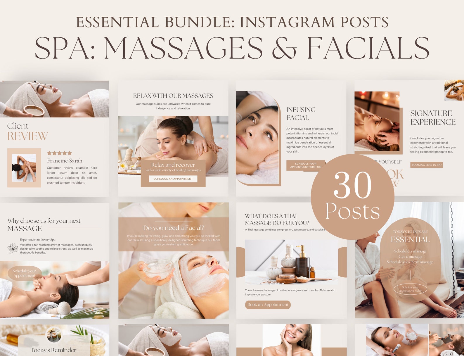 Luxury Spa Instagram Posts Canva Templates Massages Facial - Etsy Australia