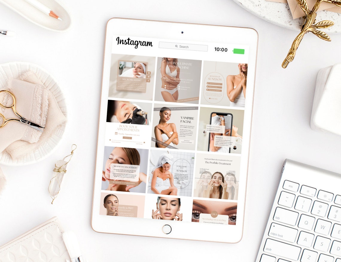 Luxury Spa Instagram Posts, Canva Templates, Massages, Facial Social ...