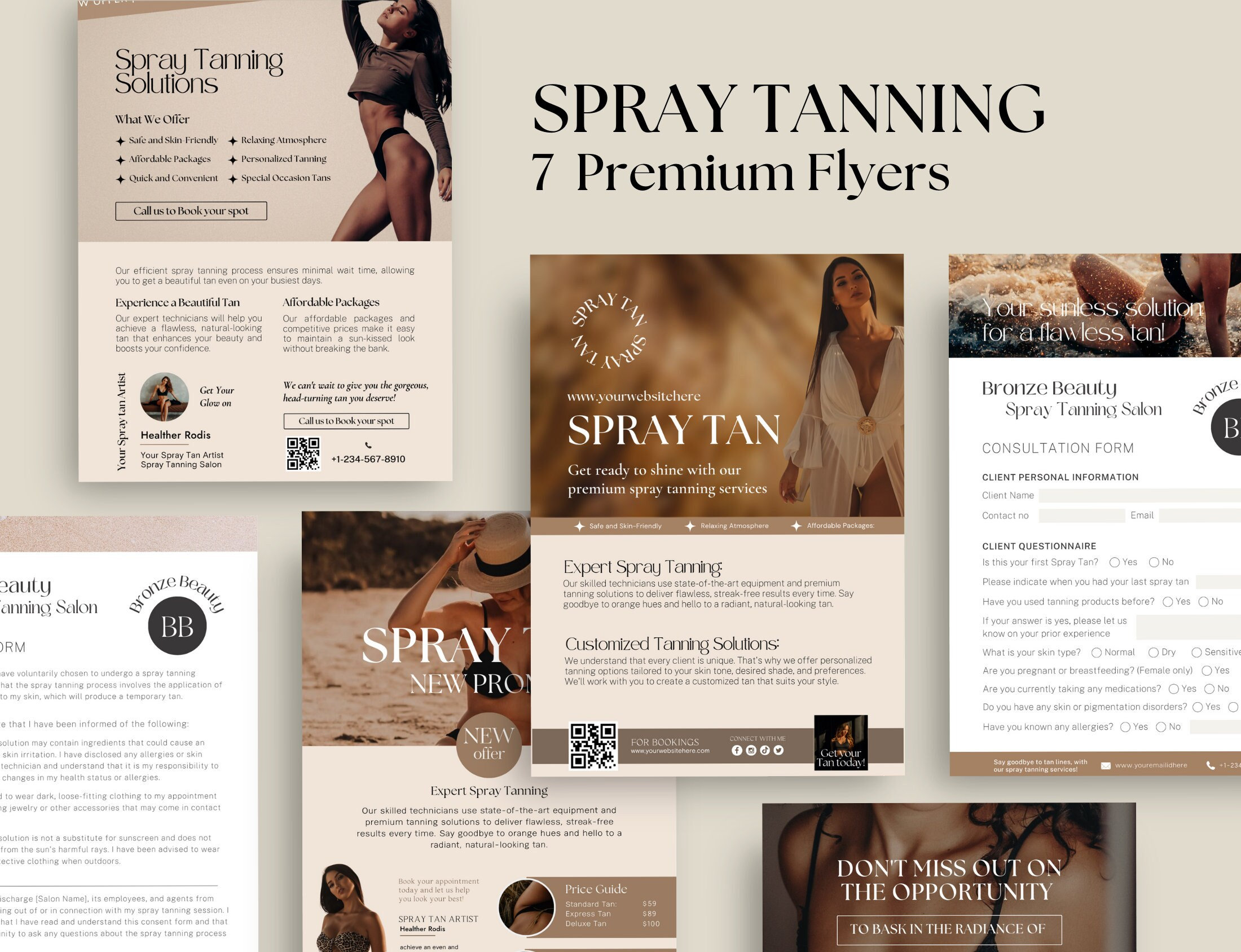 Spray Tanning Flyer Bundle | Spray Tanning Salon Templates | Spray Tan ...