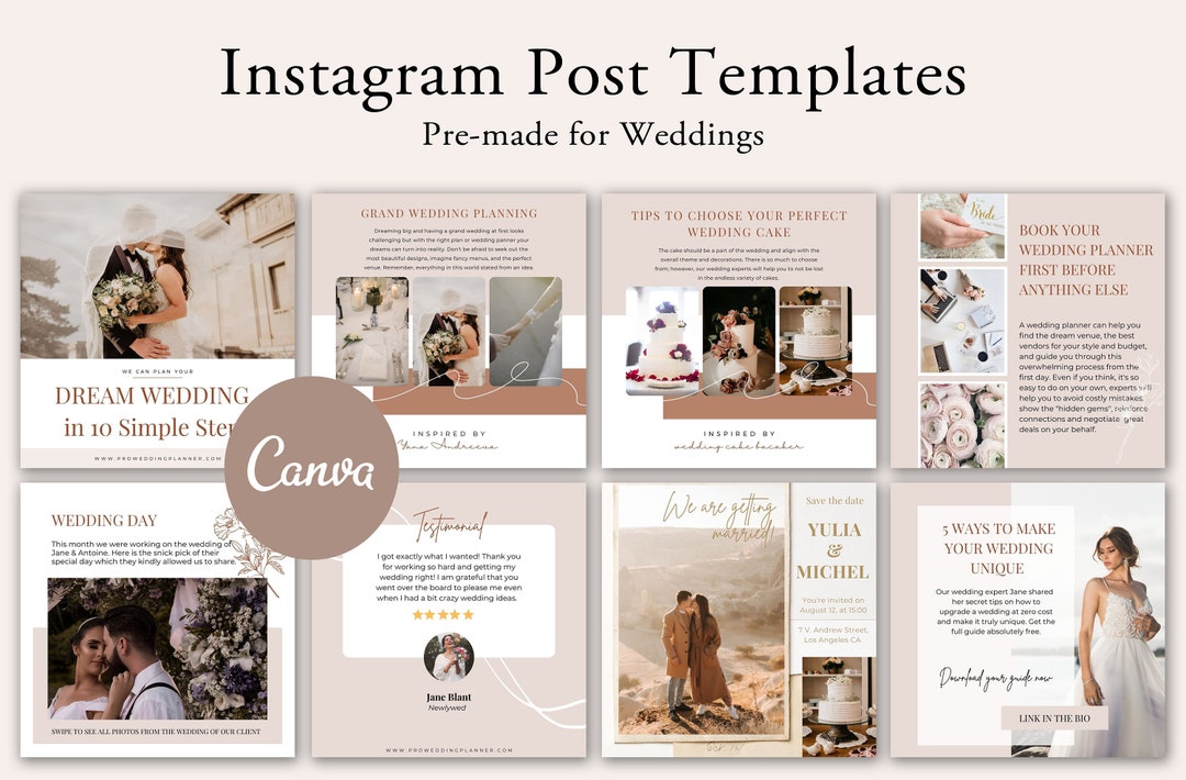 100 Wedding Post Templates, Canva Templates, Social Media, Wedding ...