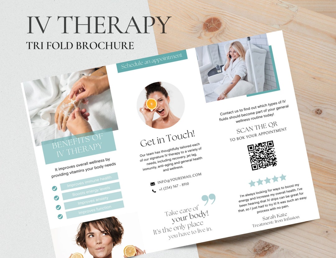 IV Therapy Trifold Brochure | Infusion Templates | Vitamin C Drip | IV ...
