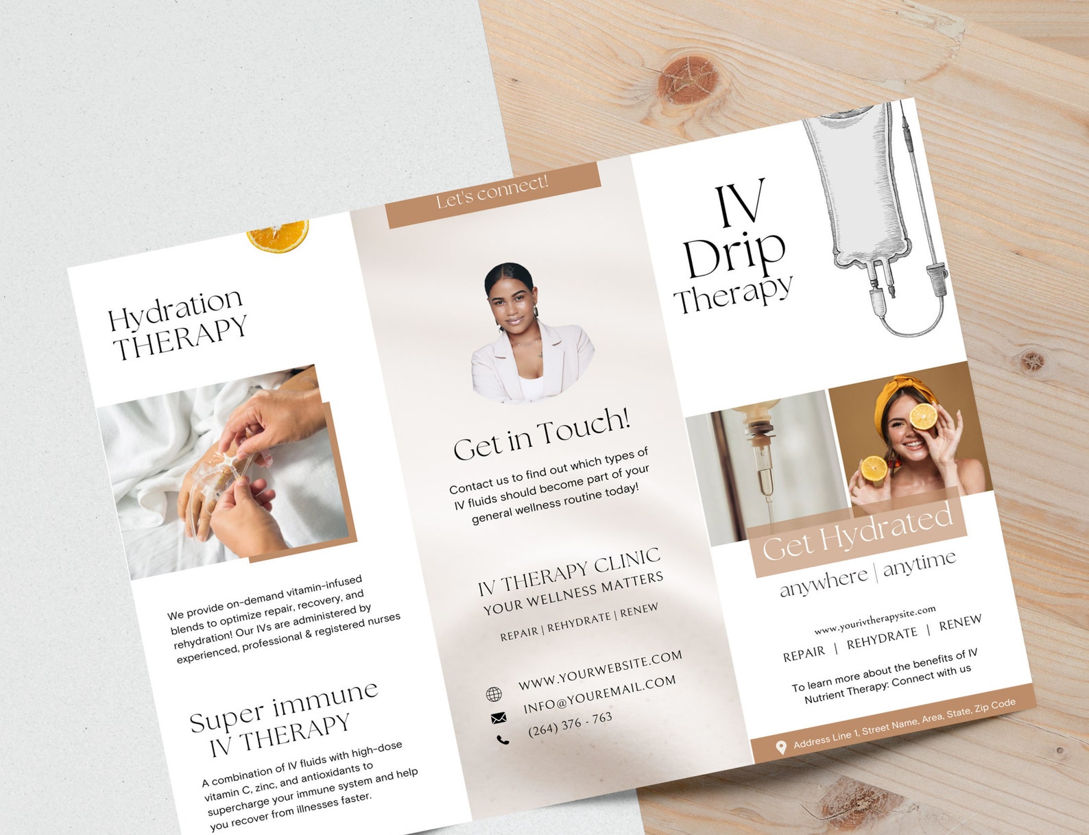 Iv Therapy Tri Fold | Iv Drip Brochure | IV Hydration Flyer | Vitamin C ...