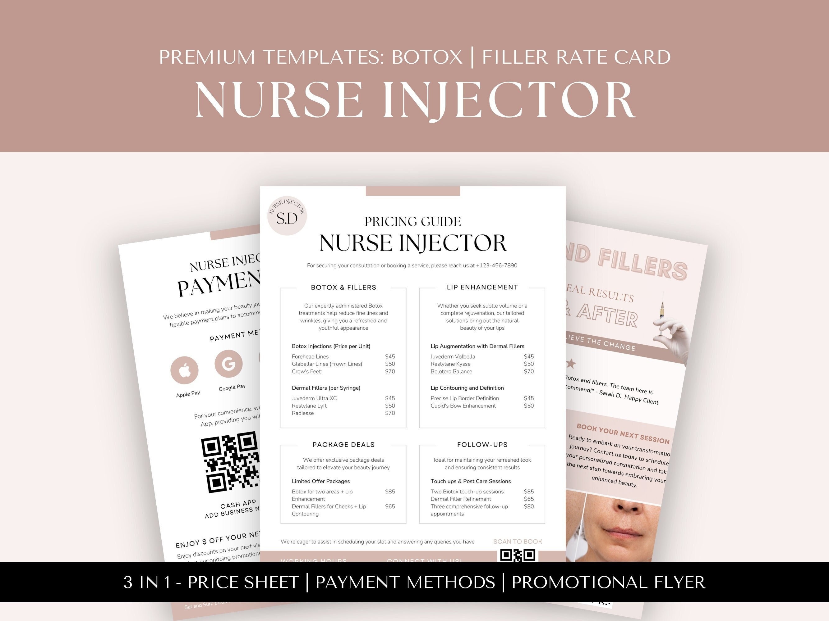 Price List Template, Editable Price List Canva, Nurse Injector Flyer ...