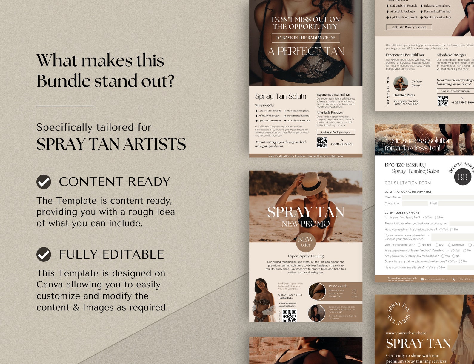 Spray Tanning Flyer Bundle | Spray Tanning Salon Templates | Spray Tan ...