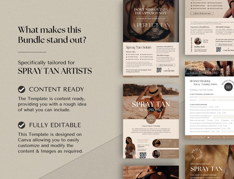 Spray Tanning Flyer Bundle | Spray Tanning Salon Templates | Spray Tan ...