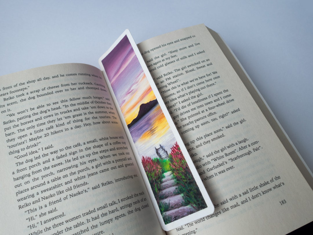 Original Painted Bookmark | Lake With Sunset Bookmark | DIY Bookmark - Etsy