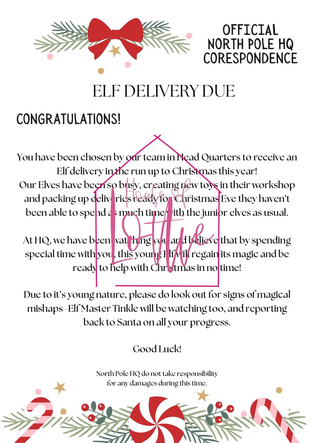 Elf Delivery Letter - A4 Printable - Etsy