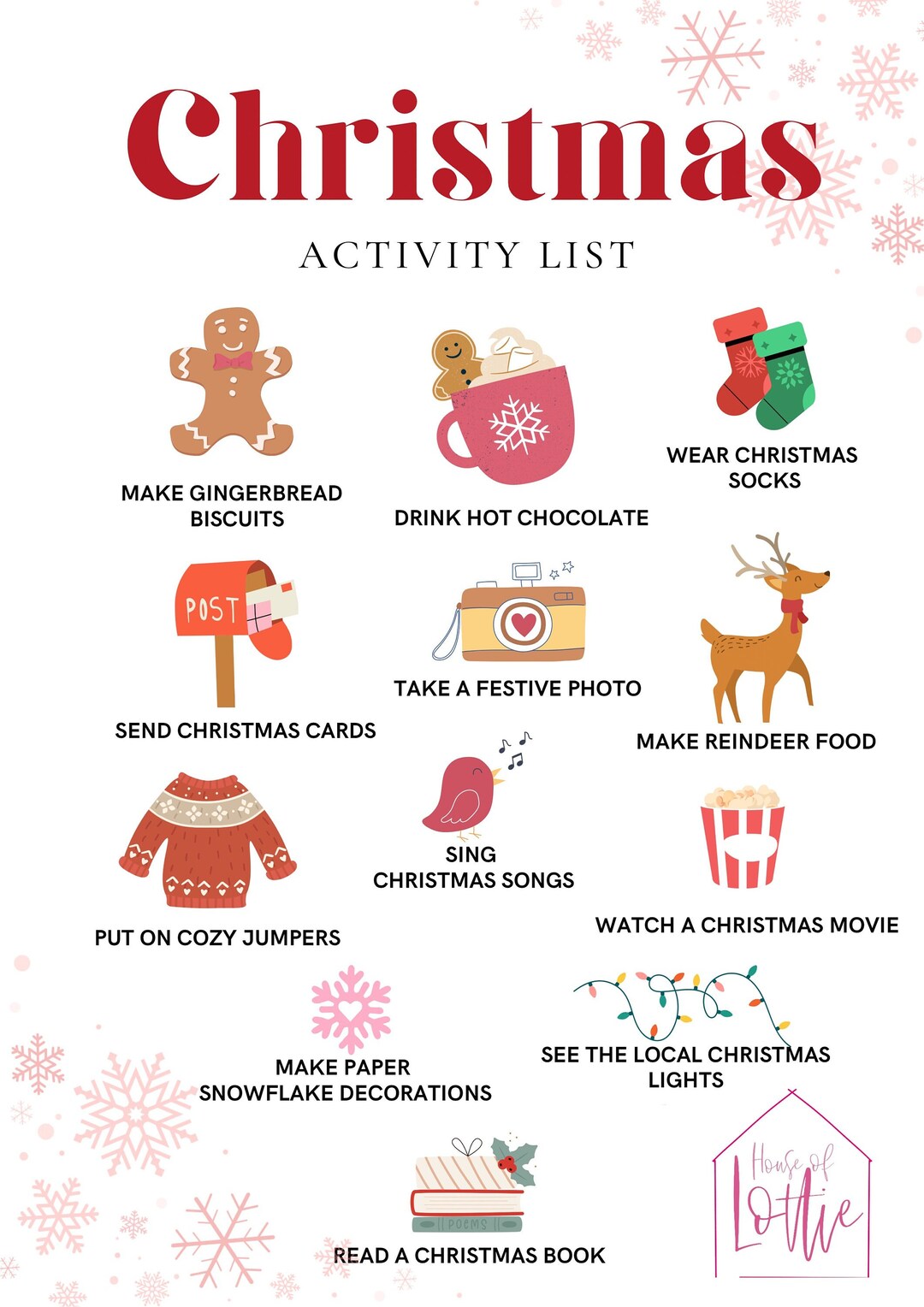 Christmas Family Activity Bucket List 12 Days of Christmas - Etsy