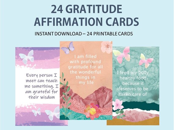 Gratitude Affirmation Cards 24 Positive Affirmations to | Etsy