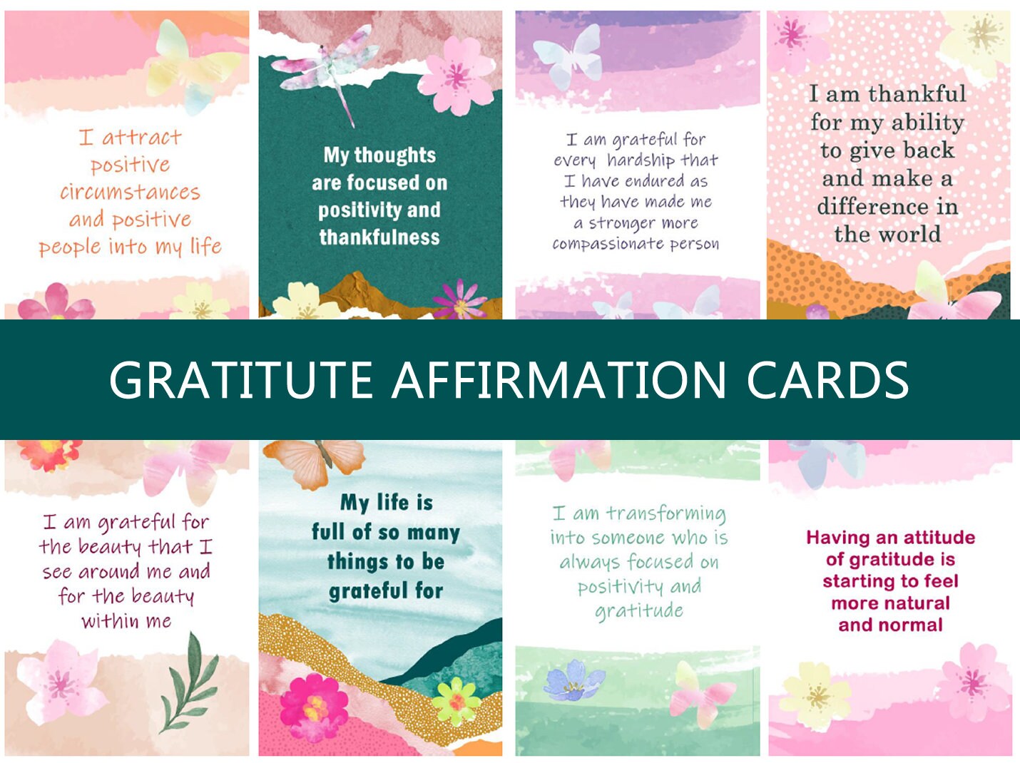Gratitude Affirmation Cards - 24 Positive Affirmations to Reprogram ...