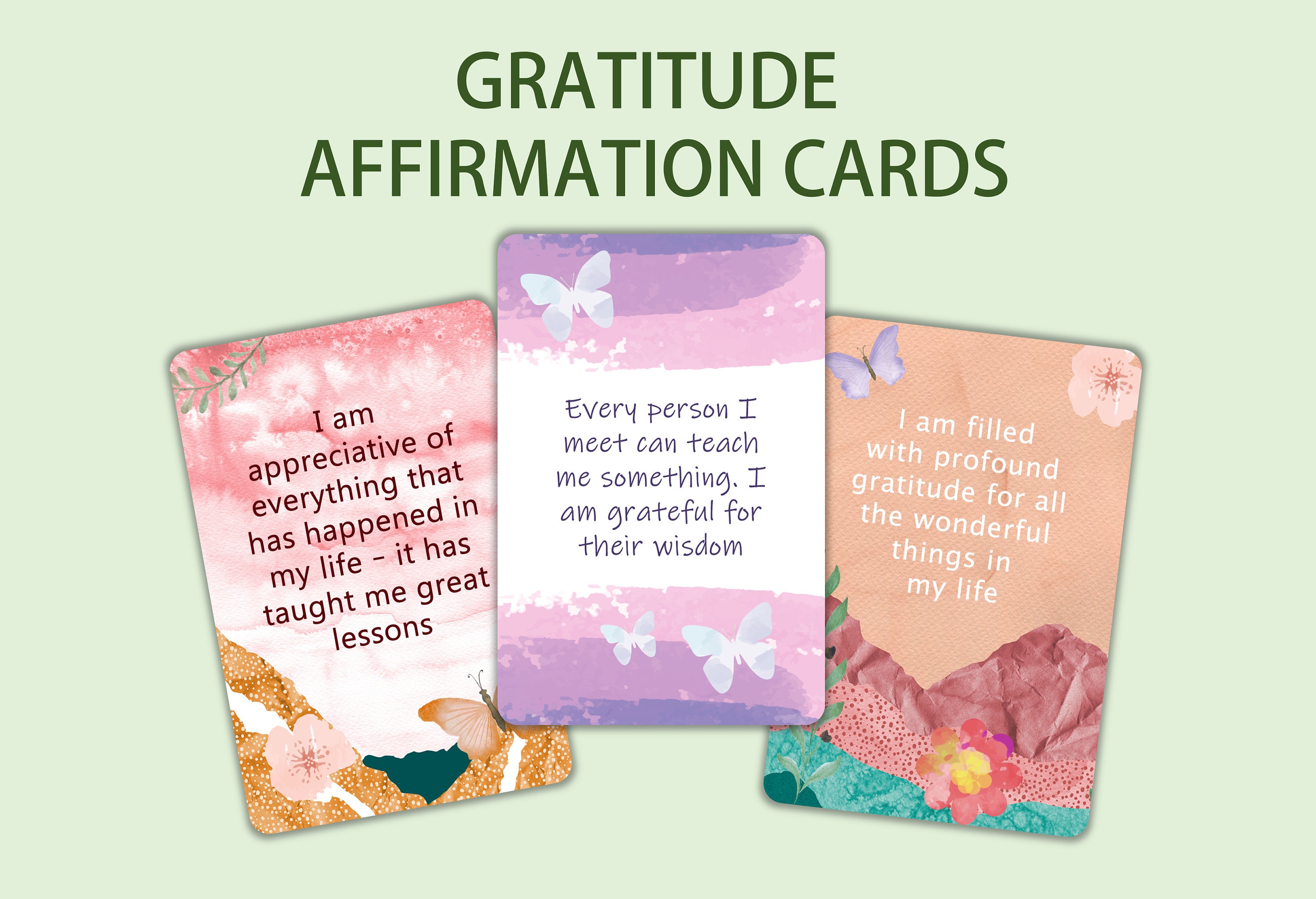 Tarjetas de afirmación de gratitud Afirmaciones positivas - Etsy España