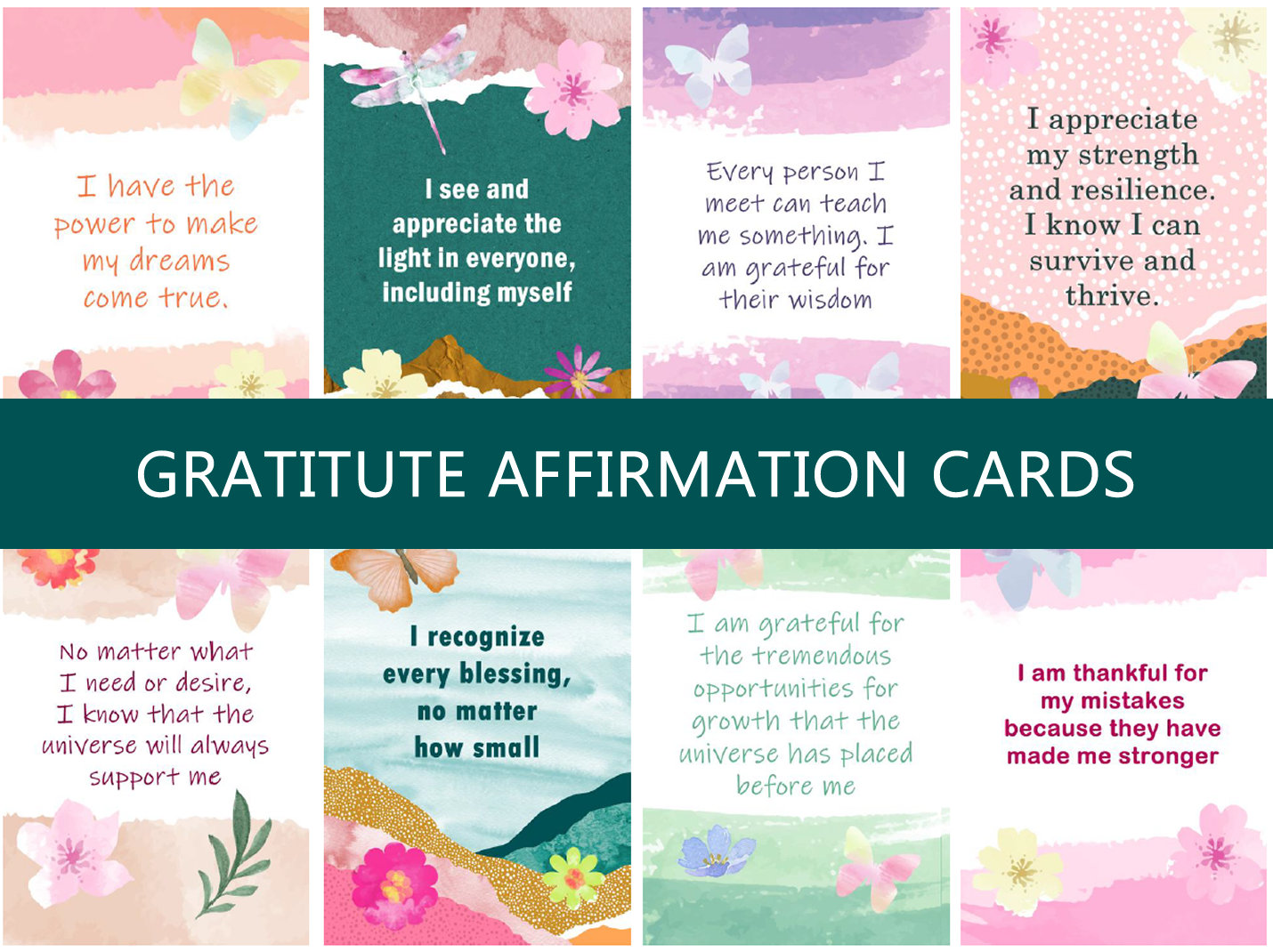 Gratitude Affirmation Cards 24 Positive Affirmations to Reprogram Your ...