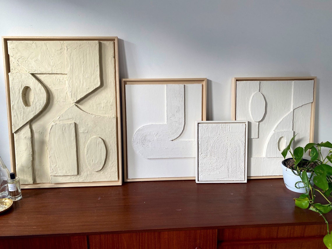 Abstract Art Plaster Art 3D Framed - Etsy