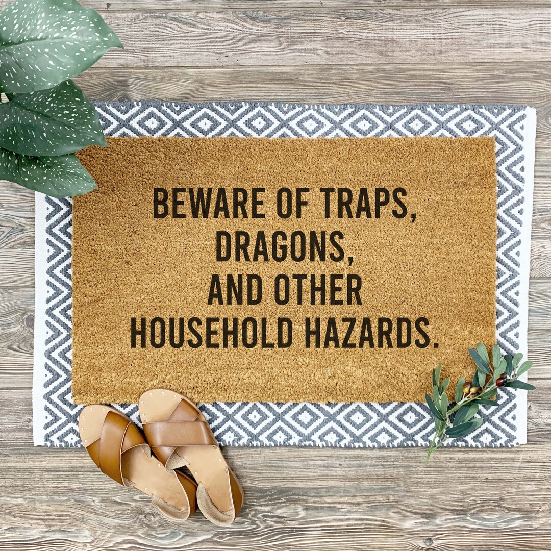 Dnd Funny Welcome Mat, Traps, Dragons and Houshold Hazards, Outdoor Mat ...
