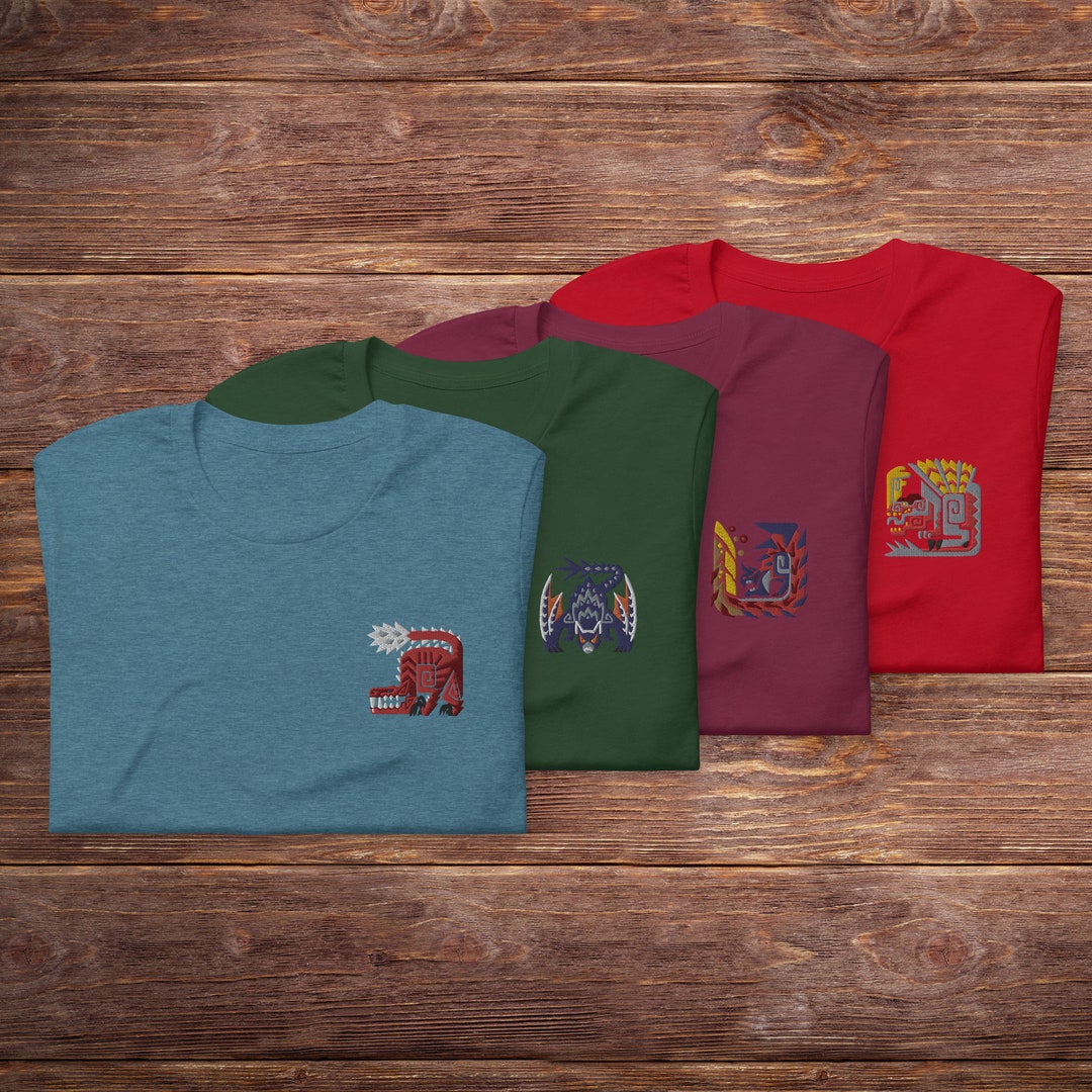 Monster Hunter Embroidery, Coloreful Unisex T-shirt, Customized - Etsy
