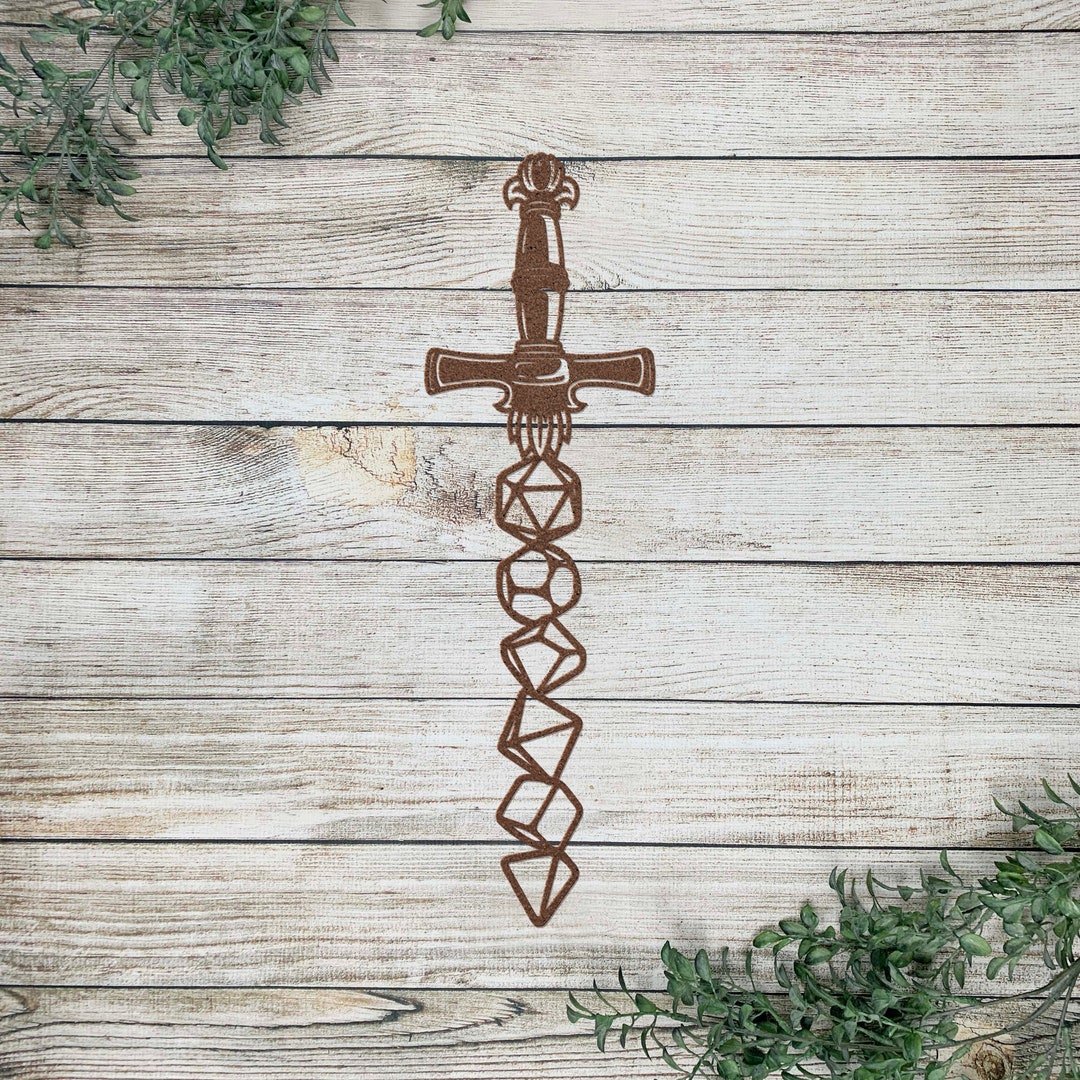Dungeon and Dragons Dice Sword, Dnd Metal Sign, Wallart, RPG Fanart - Etsy