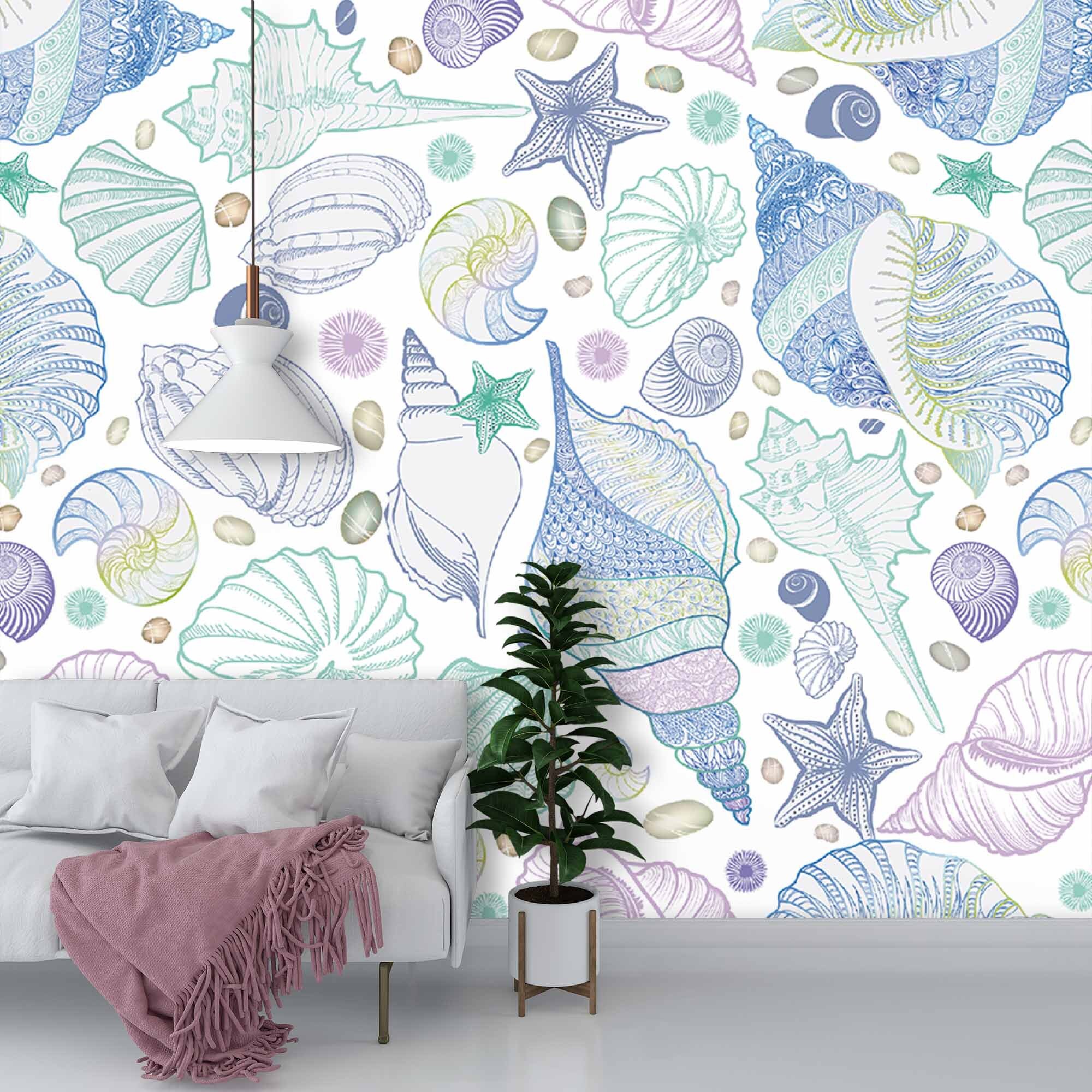 Shells Shell Seashell Sea Wall Mural Removable Wallpaper - Etsy