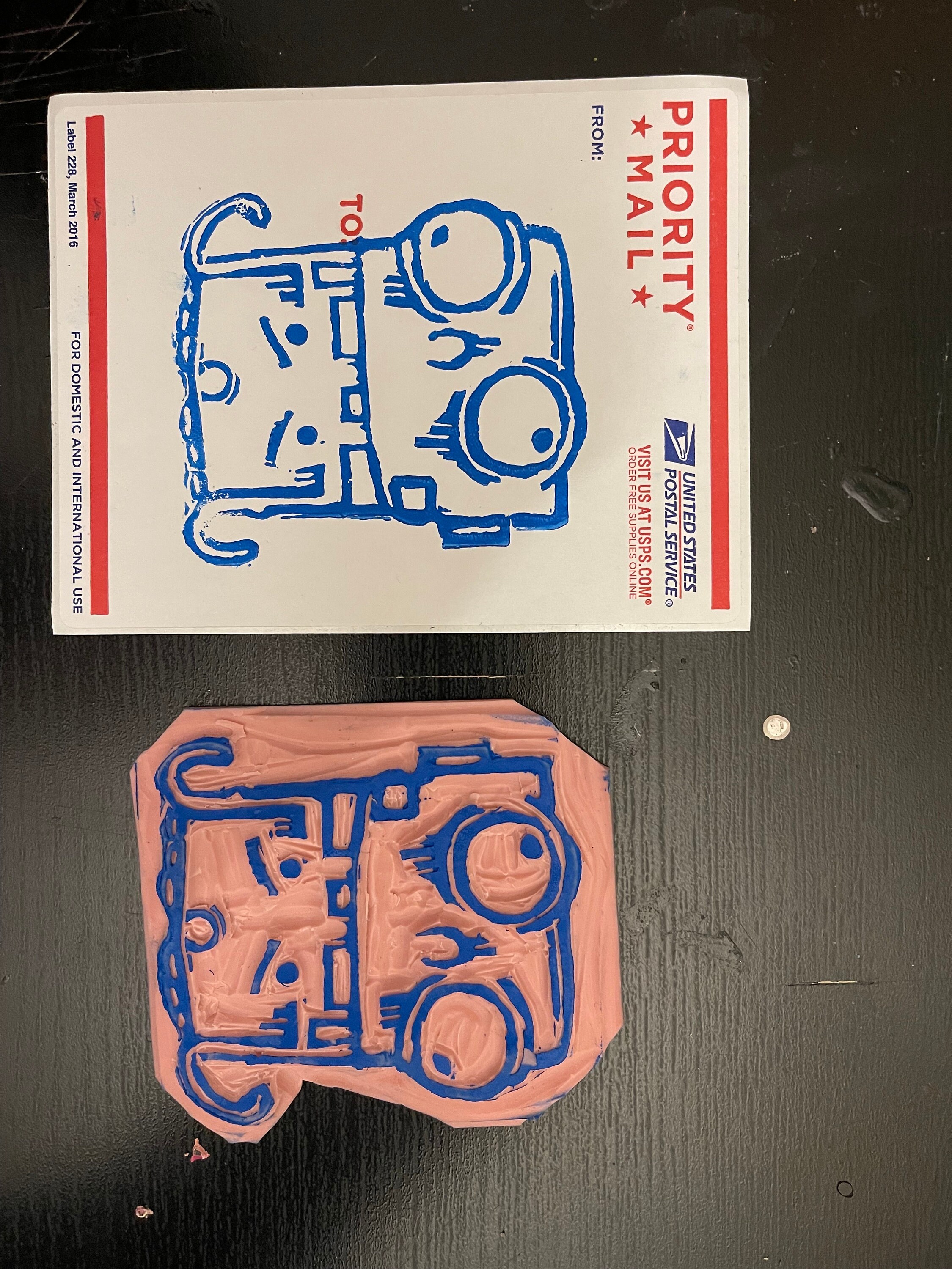 Graffiti Slap Stickers on Priority Mail Label. Block Print. - Etsy