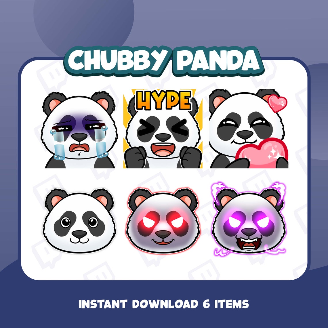 Bundling Emotes & Sub Badges Chubby Panda, Funny Animals Cartoon 6 ...