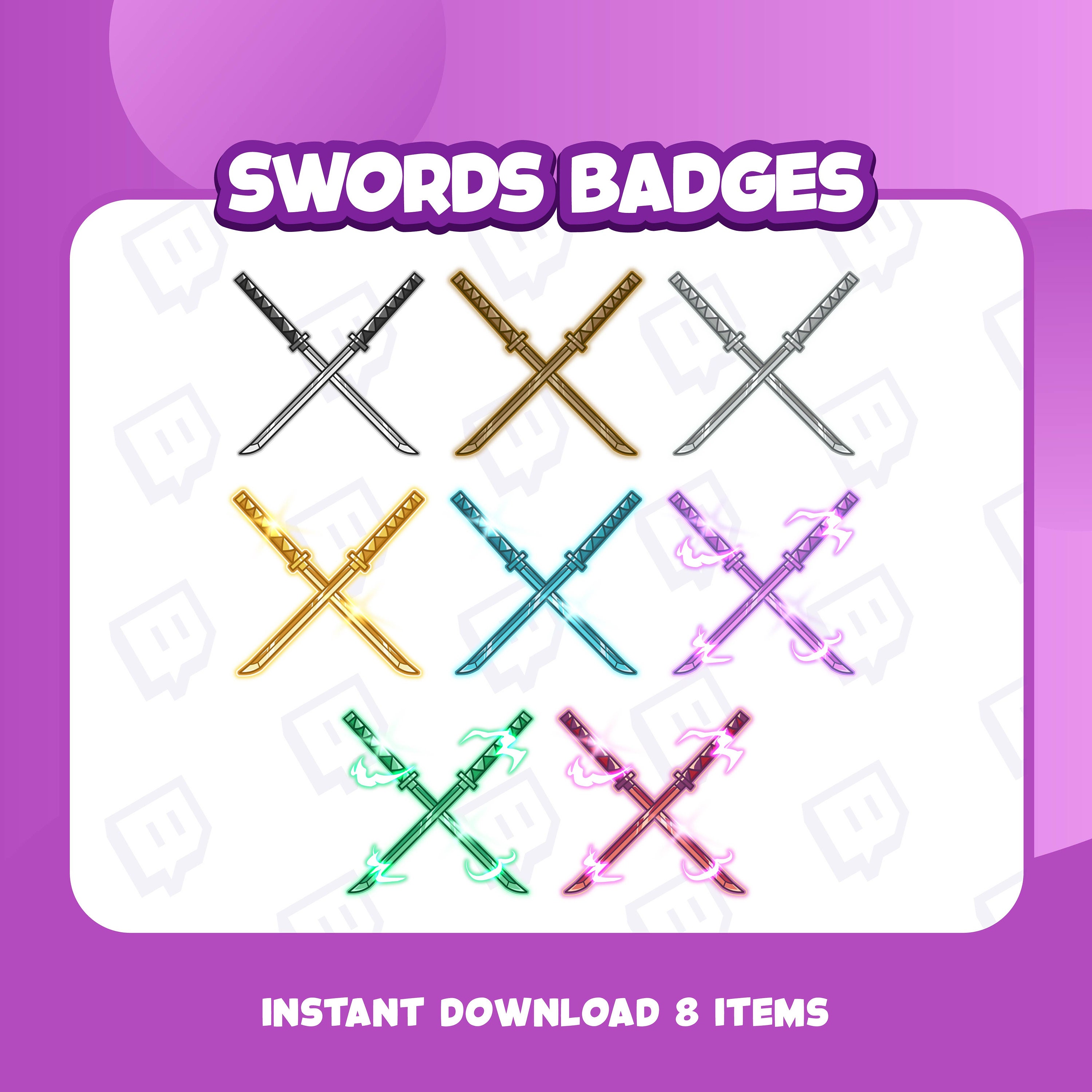 Twitch Sub Badges Swords Badges, Samurai, Katana 8 Sub Badges Ready to ...