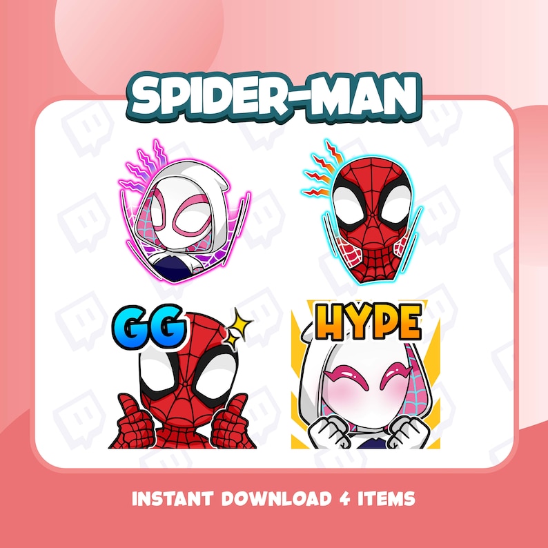 Bundling Emotes & Sub Badges Spiderman, Gwen Stacy, the Spider Verse 4 ...