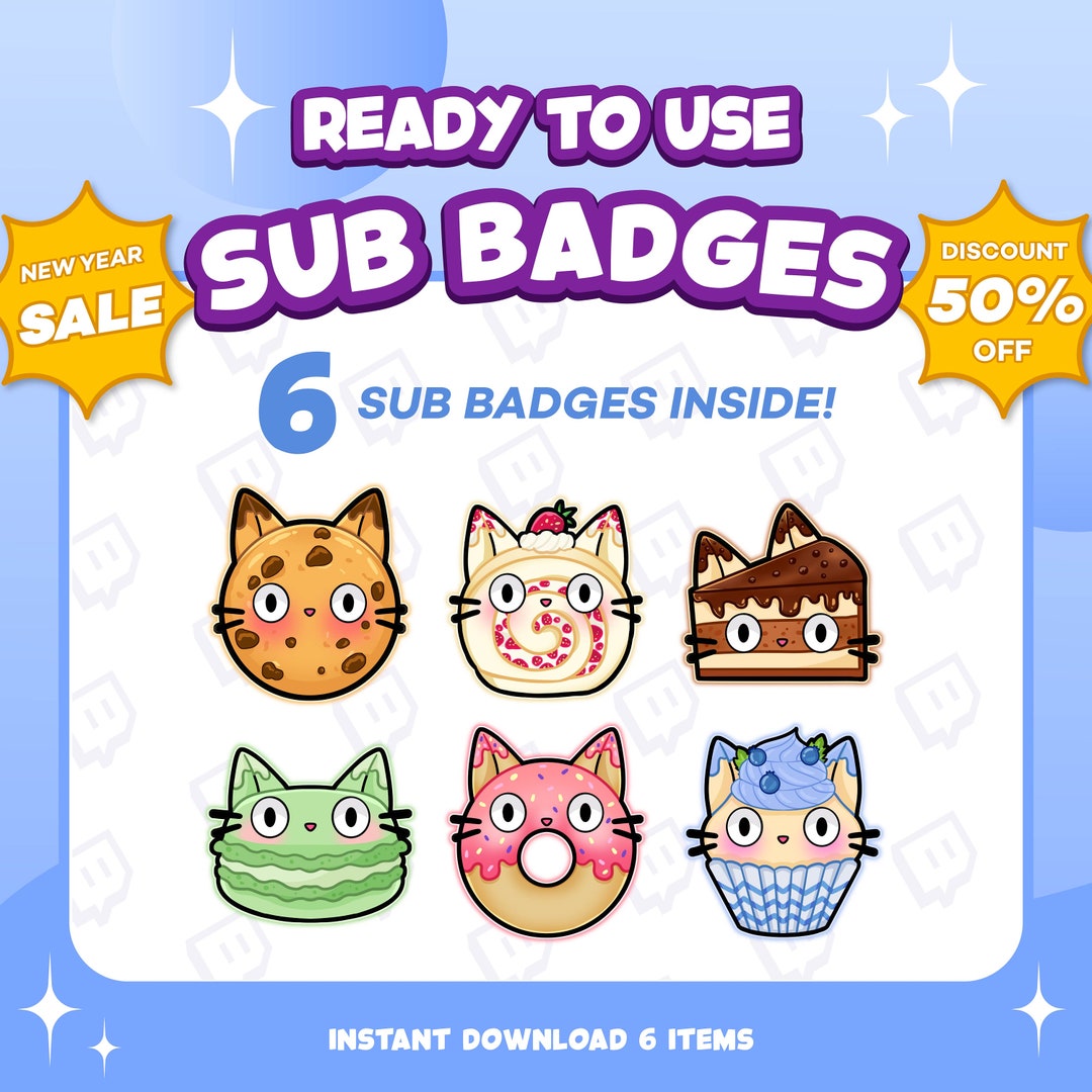 Twitch Sub Badges Purr-fect Cake Badges, Kitten Cupcakes 6 Sub Badges ...