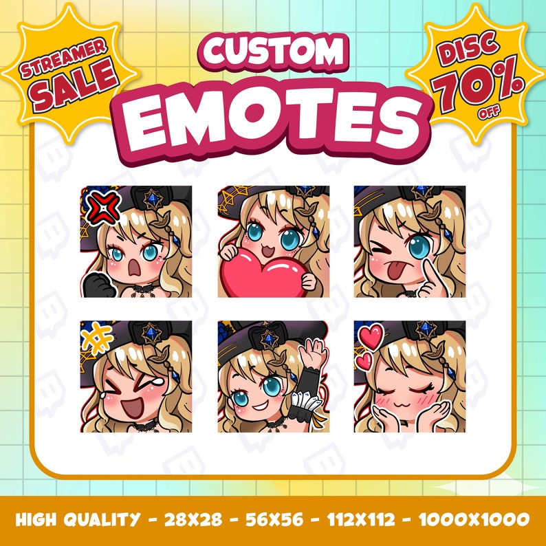Custom Twitch Emotes | Vtuber | Kick, Youtube, Discord - Etsy
