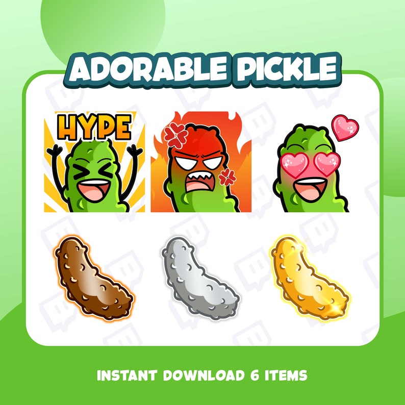 Bundling Emotes & Sub Badges Adorable Pickle, Funny Fruits Cartoon 6 ...